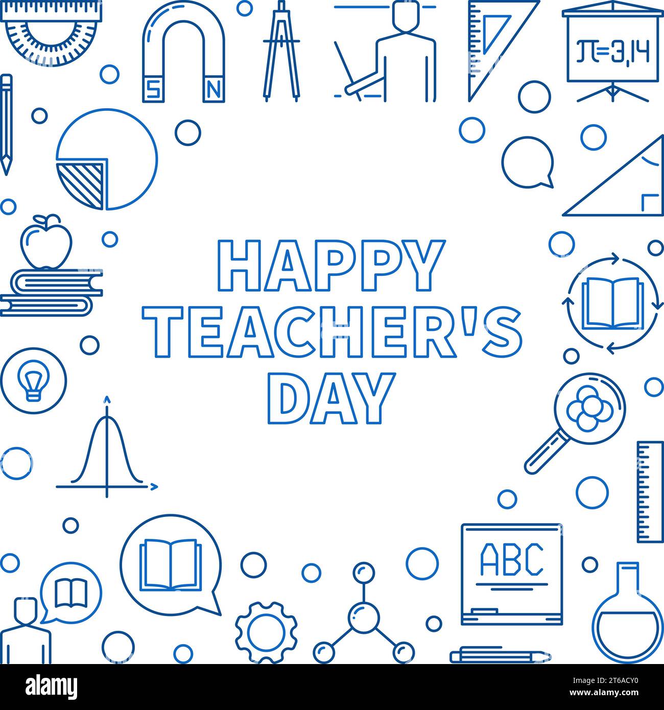 Happy Teachers Day vector concept outline illustration or frame on ...