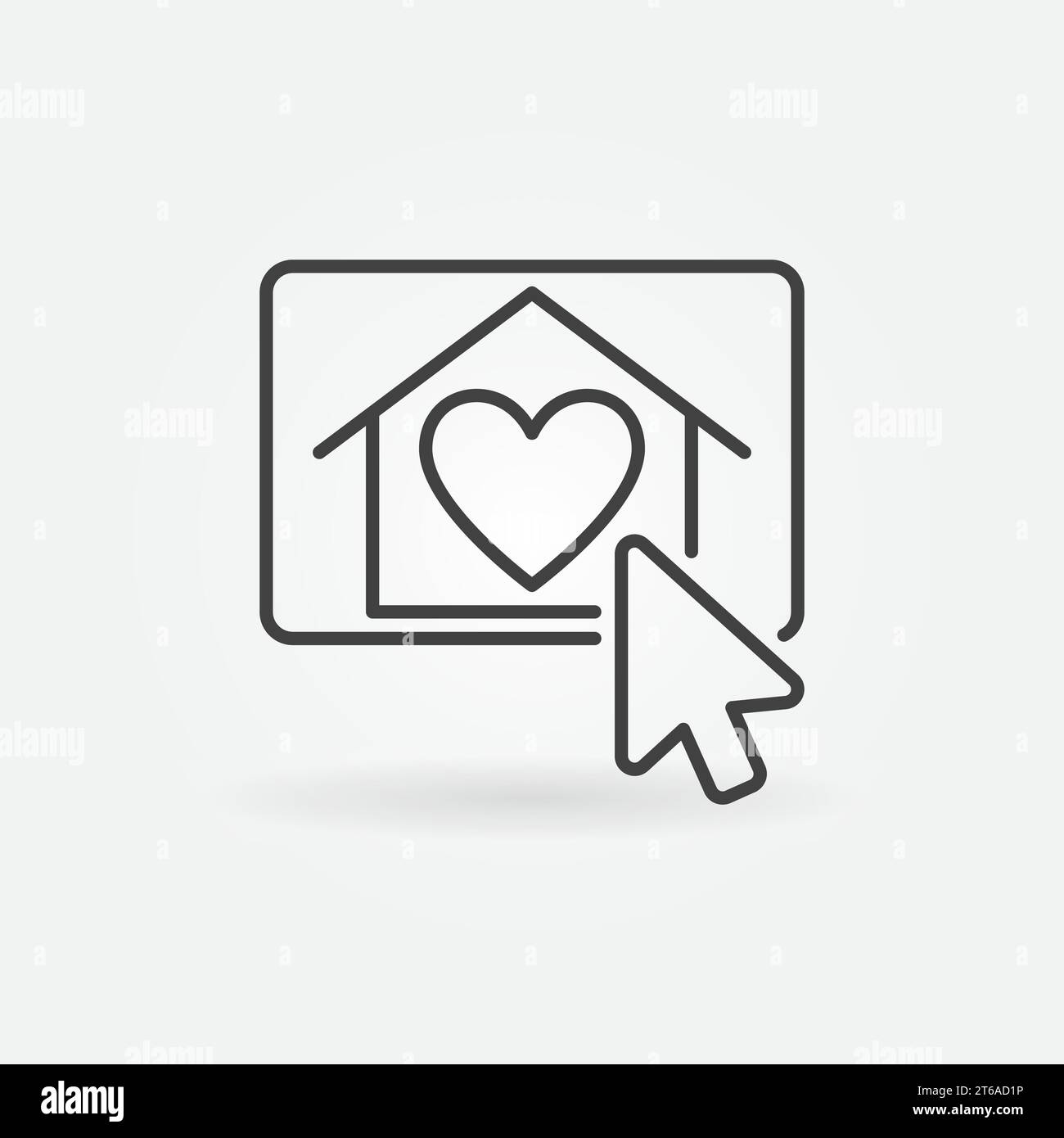 Mouse Click on House with Heart button outline vector concept icon or ...