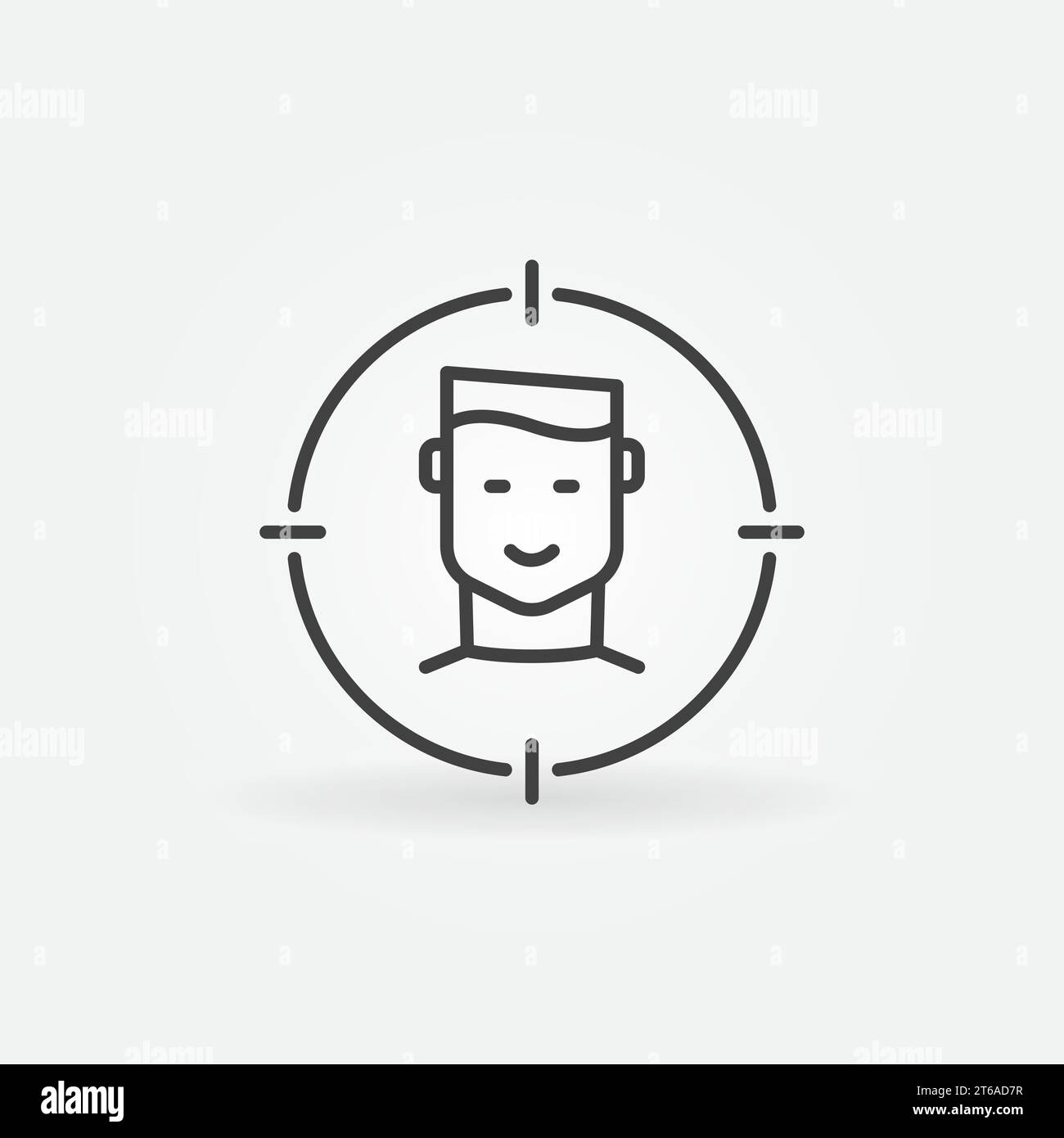 Man Face in Target outline vector concept icon or design element Stock ...