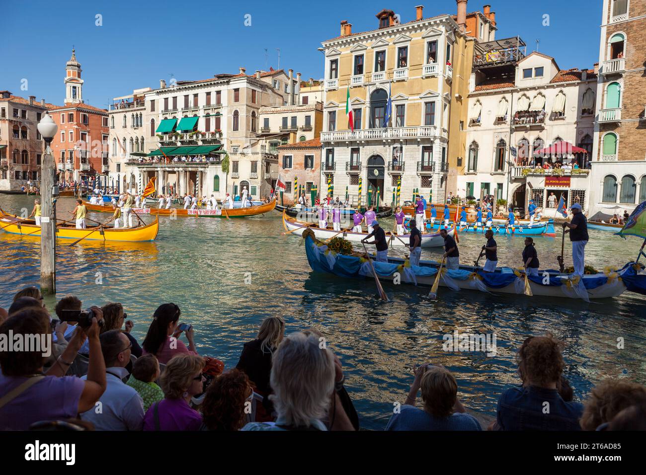 Boats racing during the 2019 annual historic regatta in Venice, Italy ...