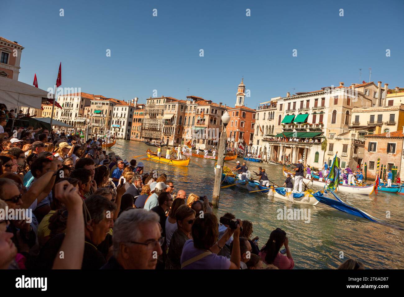 Boats racing during the 2019 annual historic regatta in Venice, Italy ...