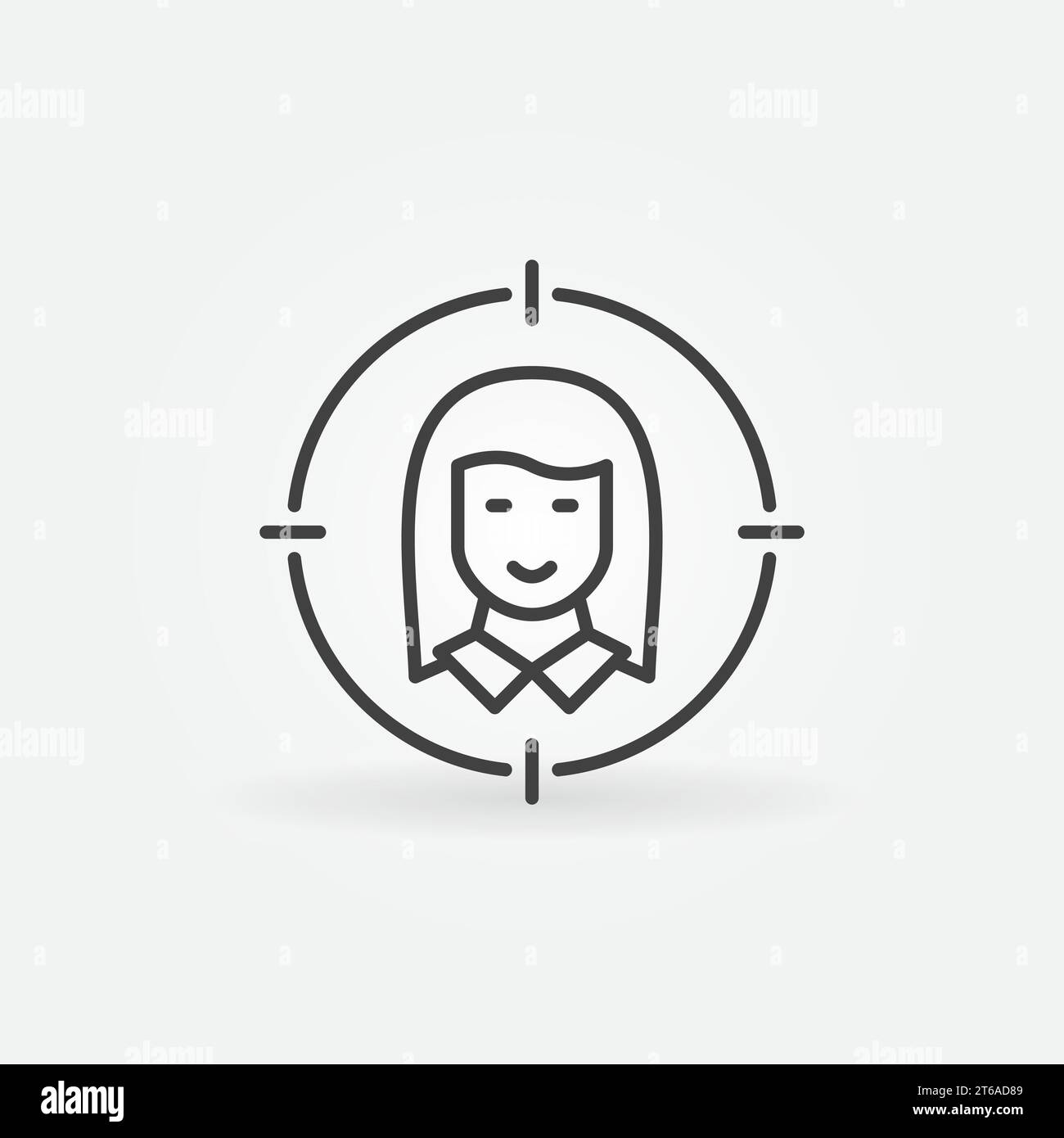 Woman Face in Target vector thin line concept icon or design element ...
