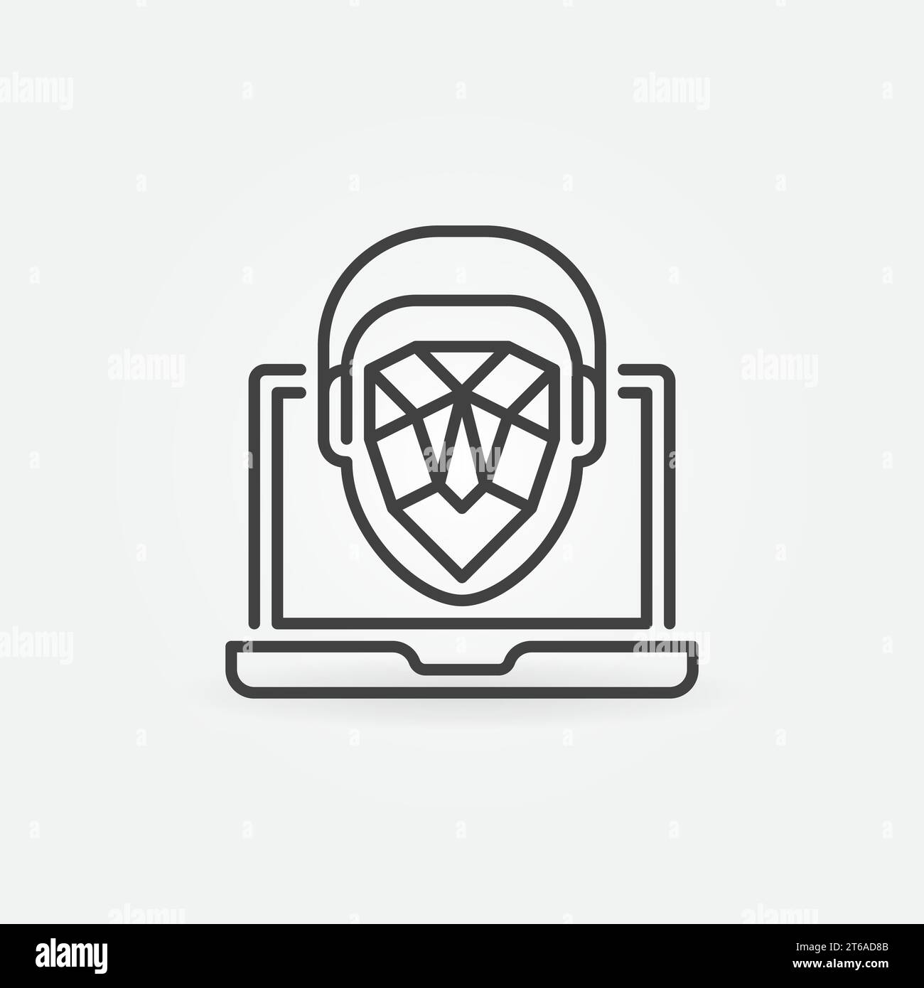 Face Recognition and Authentication on Laptop vector thin line concept ...