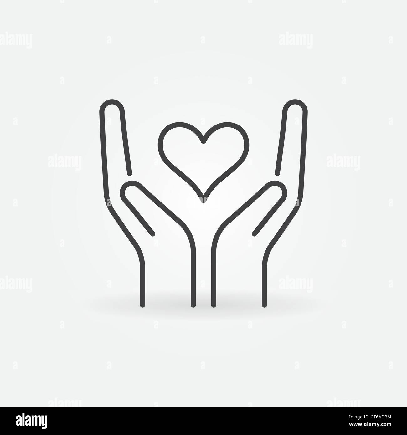 Heart inside Hands linear icon. Charity and Donation vector concept ...