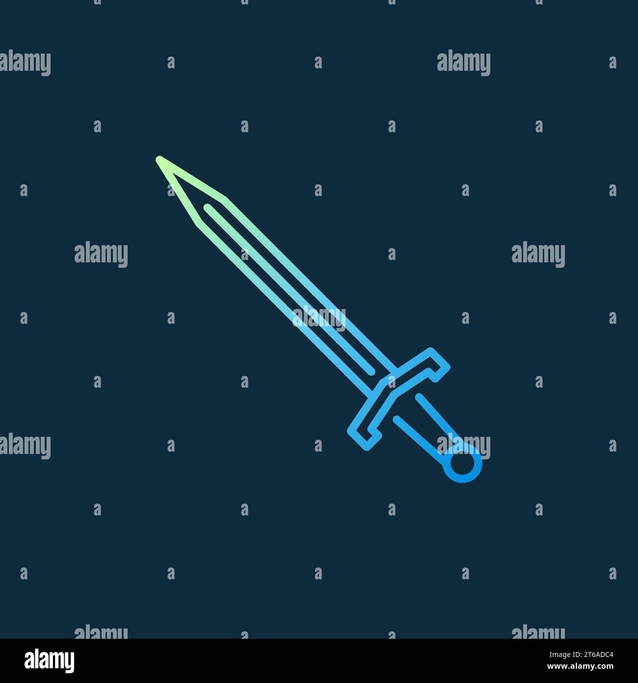 Sword vector concept colored icon or symbol in thin line style on dark ...