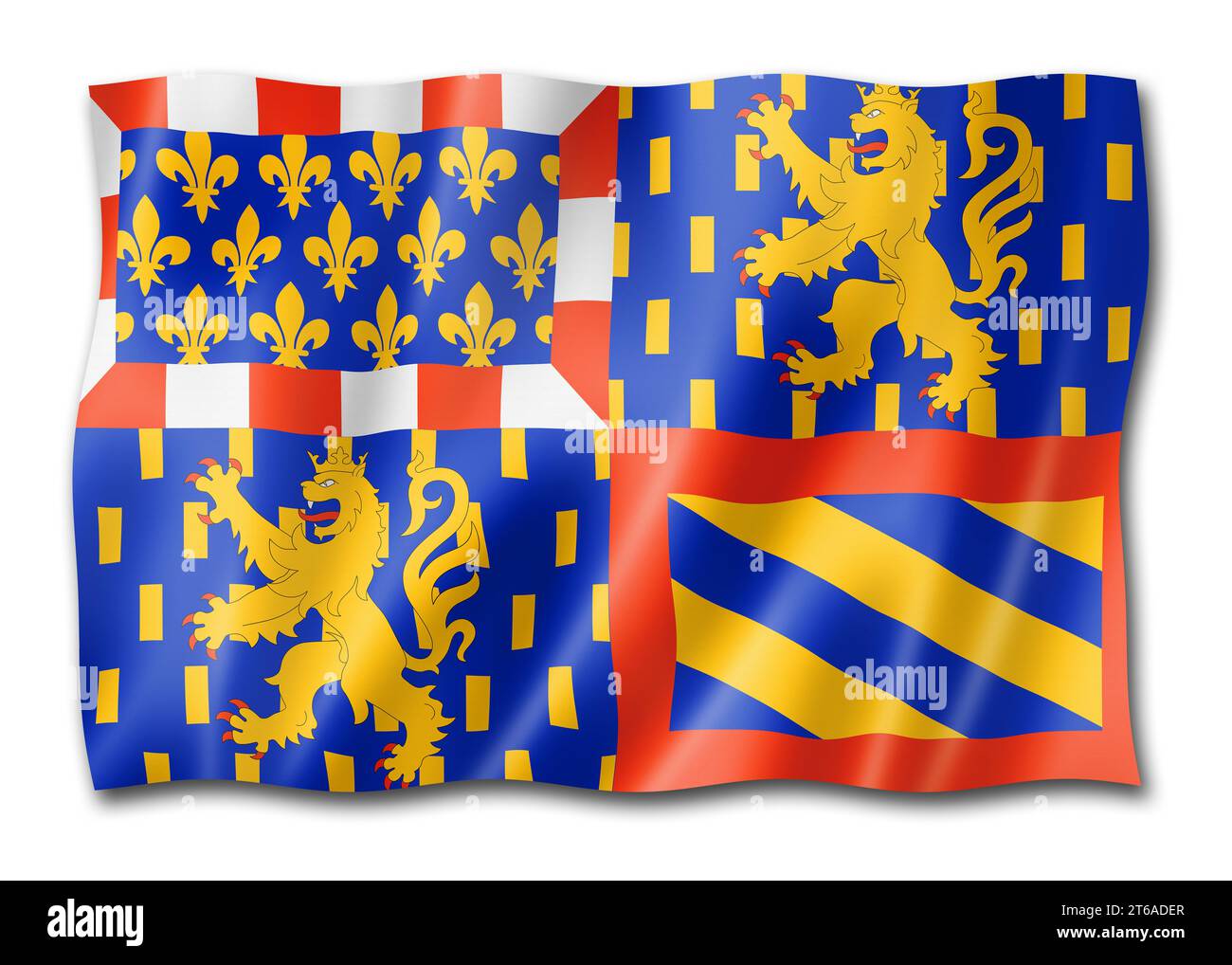 Bourgogne-Franche-Comte Region flag, France waving banner collection ...