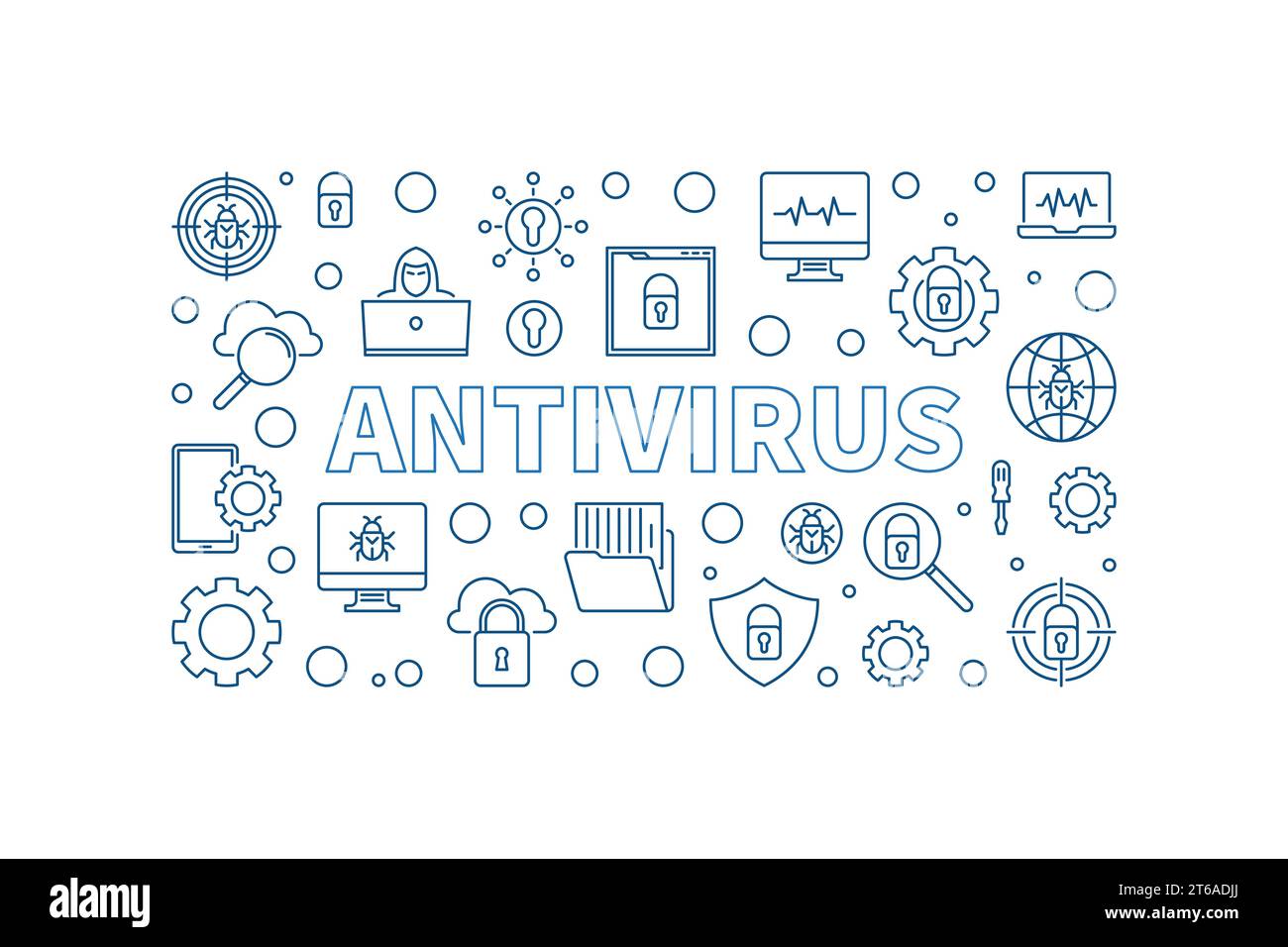 Antivirus vector concept outline simple horizontal illustration ...