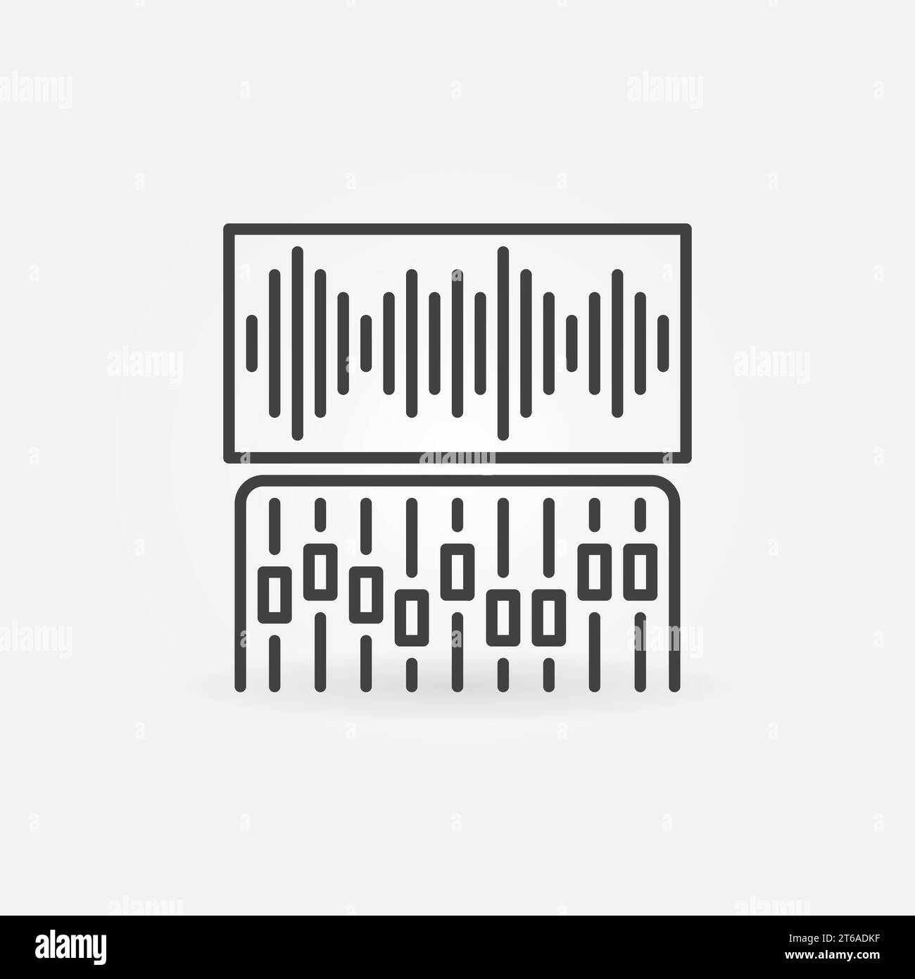 Mixer or Controller and Sound Wave outline icon. Sound Design vector ...