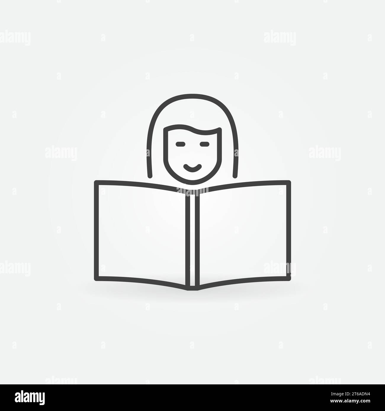 Girl Reading a Book vector concept icon or sign in outline style Stock ...