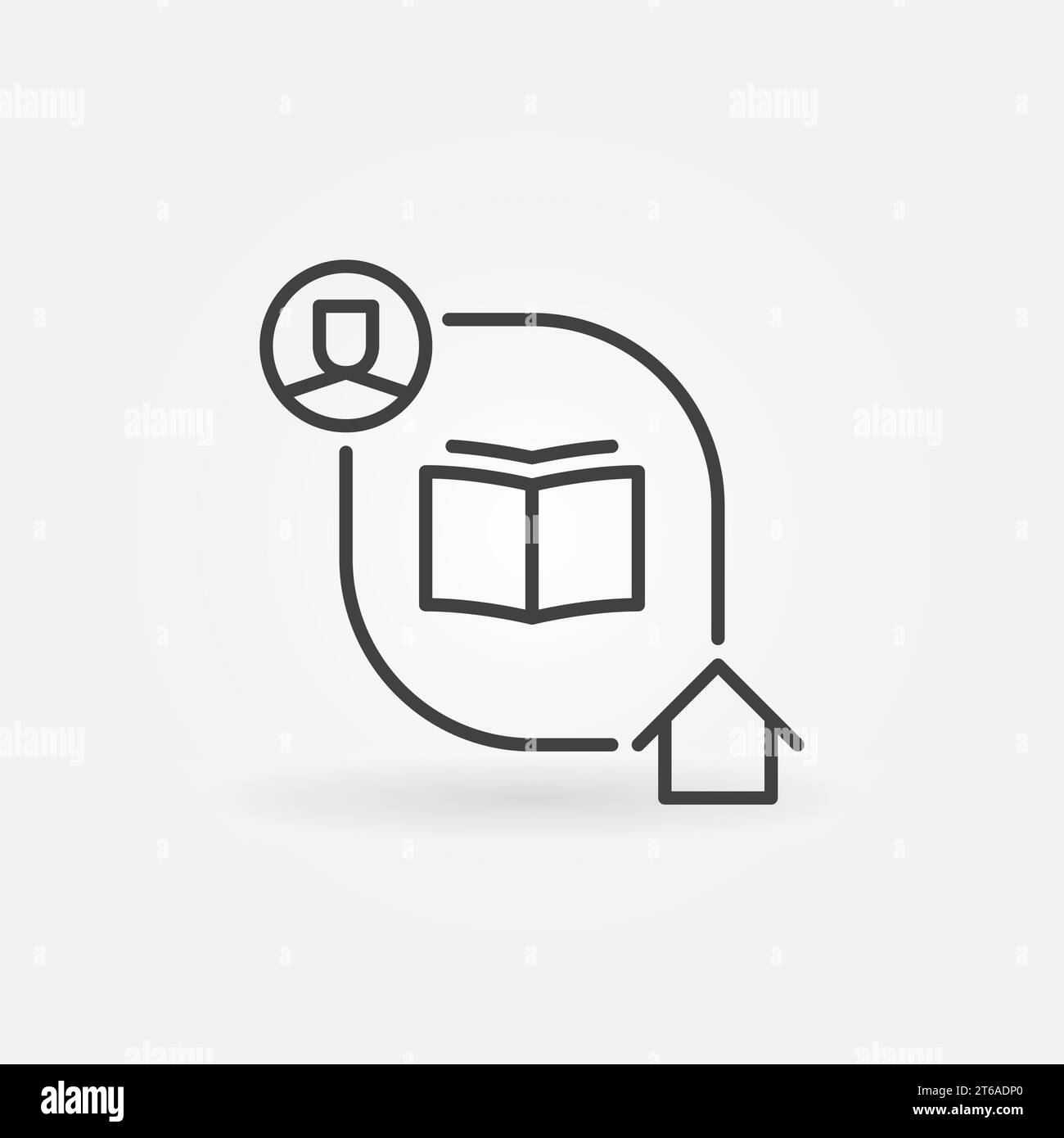 Homeschooling vector concept minimal icon or symbol in thin line style ...