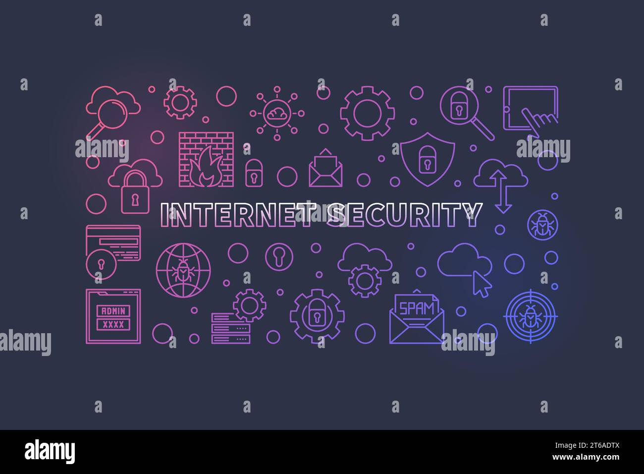 Internet Security vector concept outline colorful horizontal ...