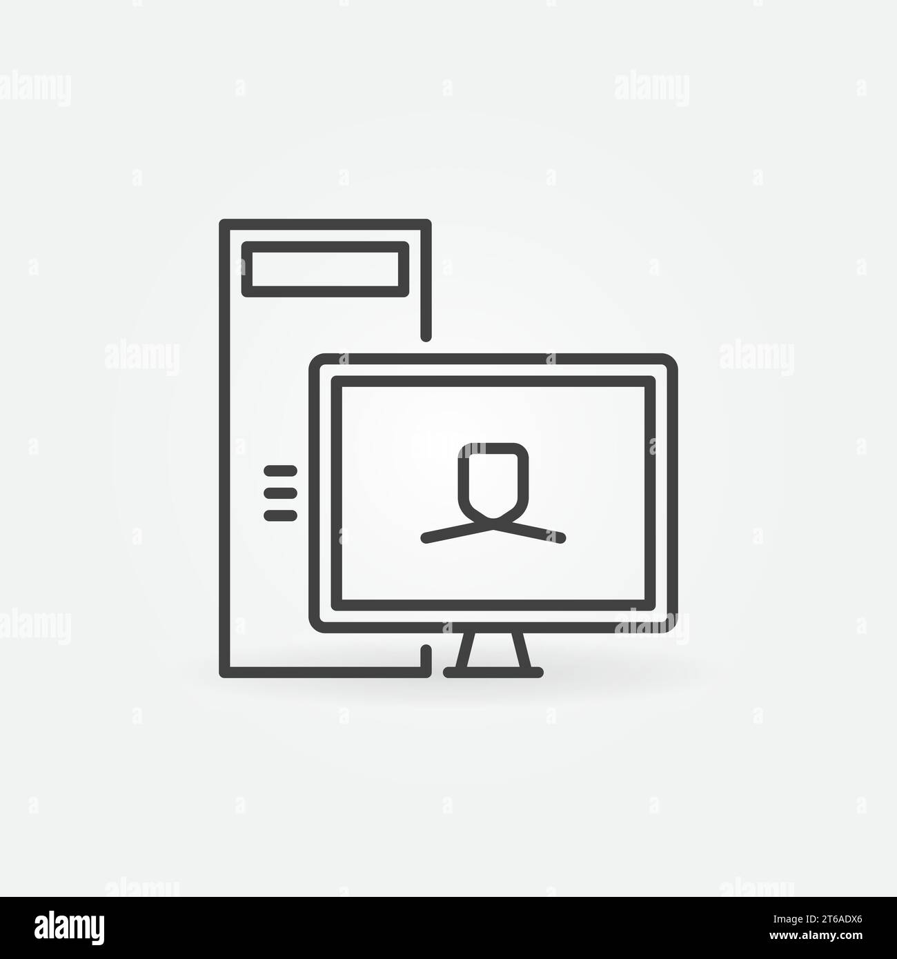 Desktop Computer or PC outline vector concept minimal icon or design ...