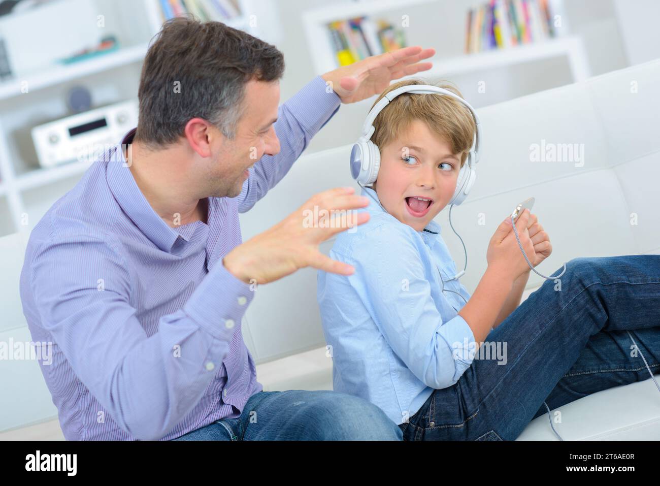 a father scaring his boy Stock Photo - Alamy
