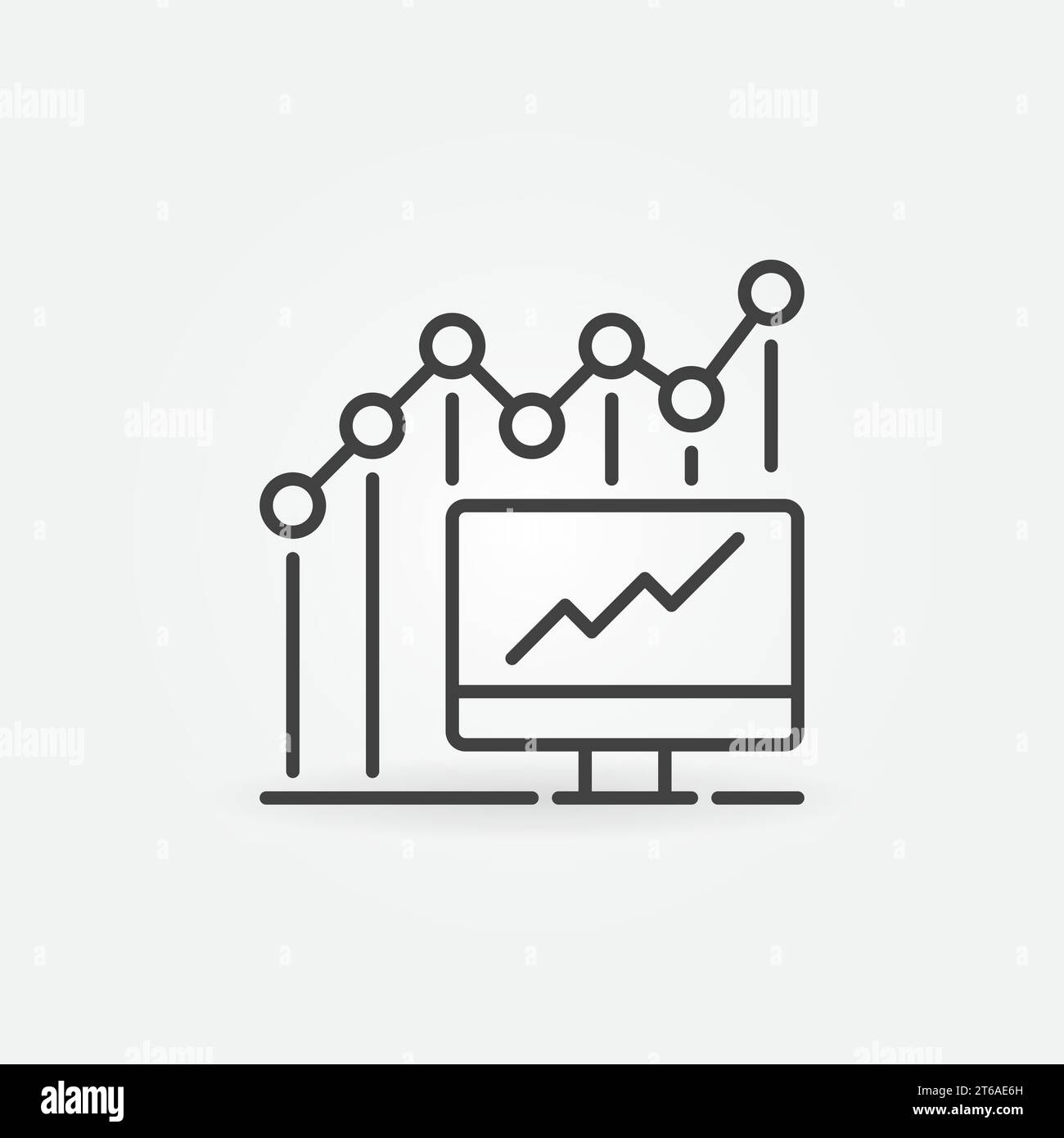 Computer and Graph vector concept Statistics icon or symbol in thin ...