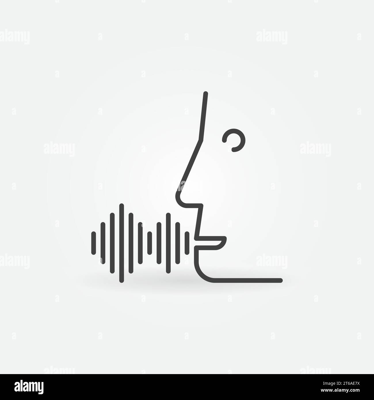 Voice Command linear icon. Face with Sound Wave vector concept outline ...