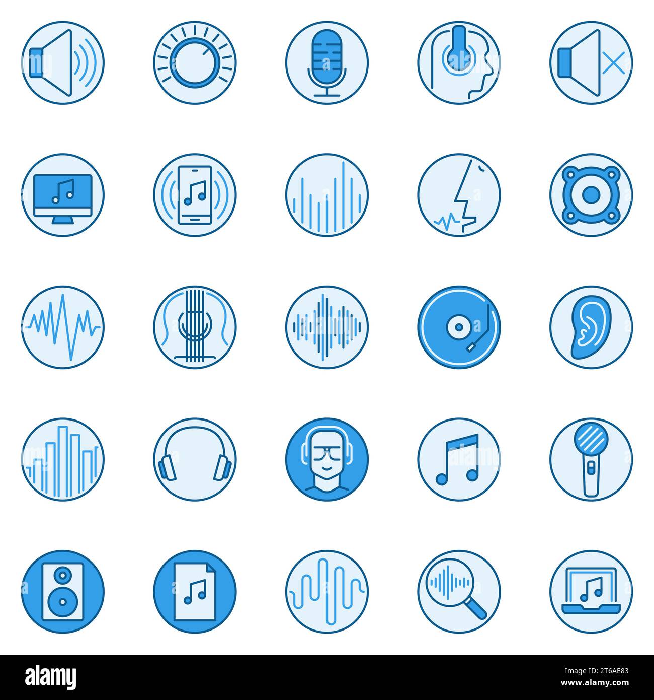 Sound creative vector round icons collection. Music and Audio concept ...