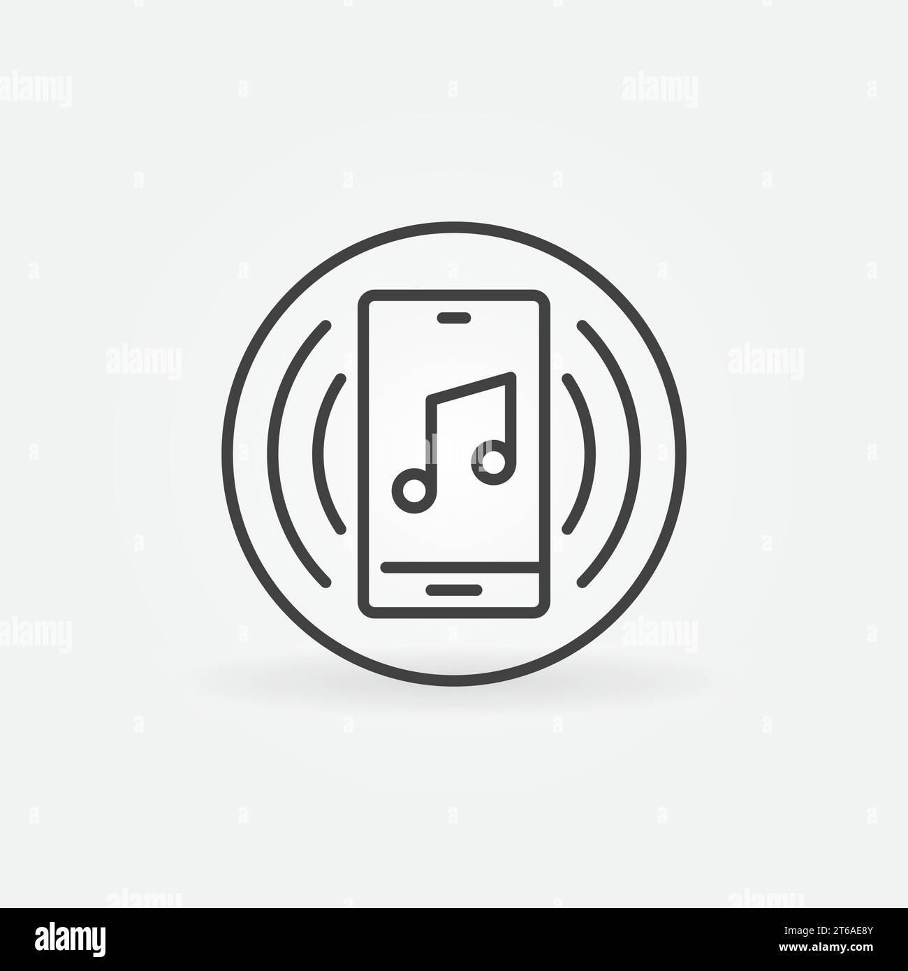 Smartphone with Musical Note vector concept round icon or symbol in ...