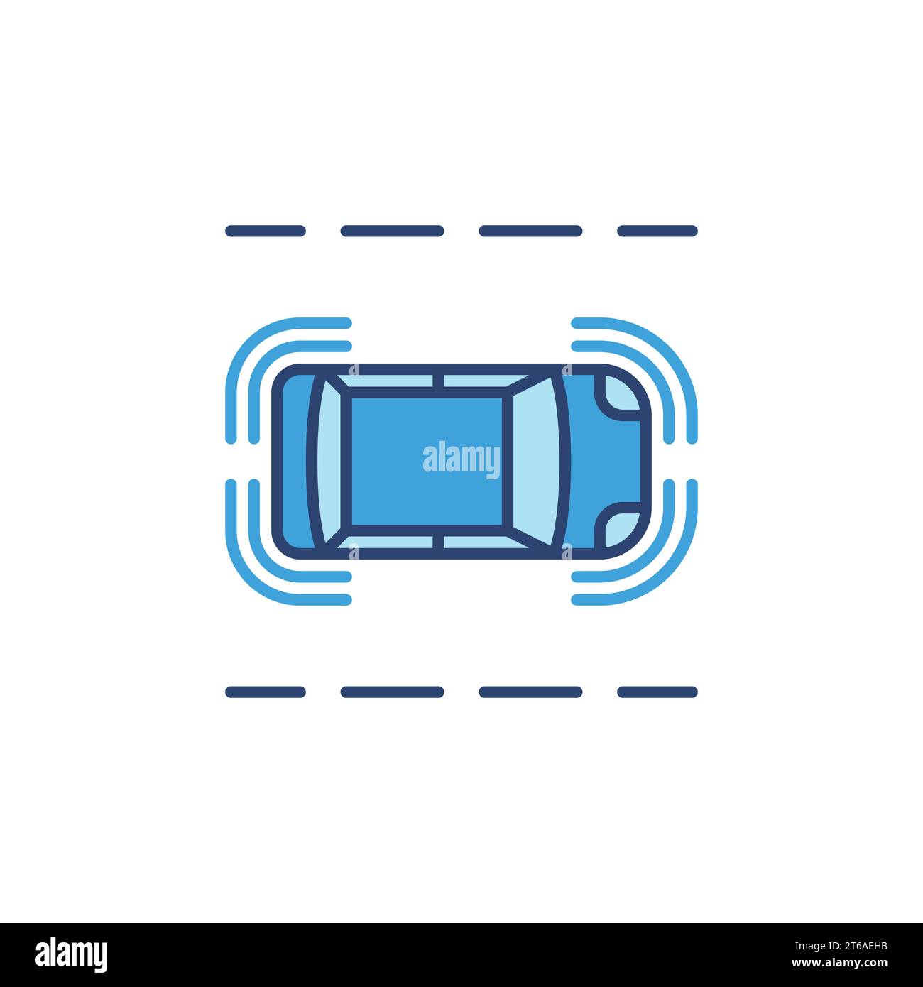 Autonomous Car on the Street vector blue concept icon or symbol. Top ...