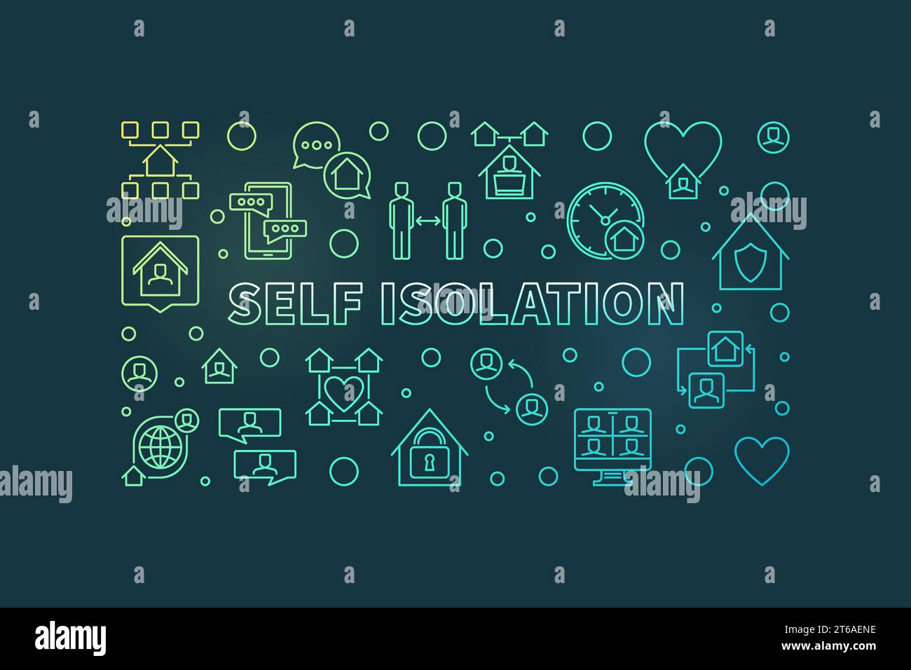 Self Isolation vector concept colored horizontal banner or illustration ...