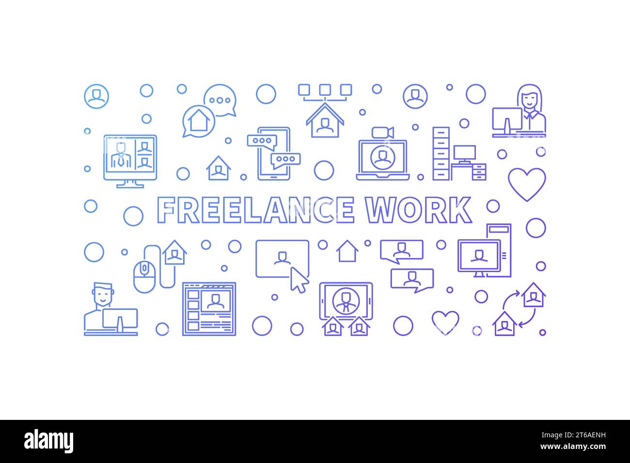 Vector Freelance Work vector concept colored line horizontal banner or ...