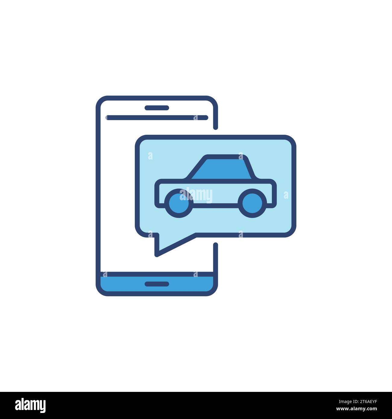 Smartphone and Self-Driving Car App vector concept blue icon or symbol ...
