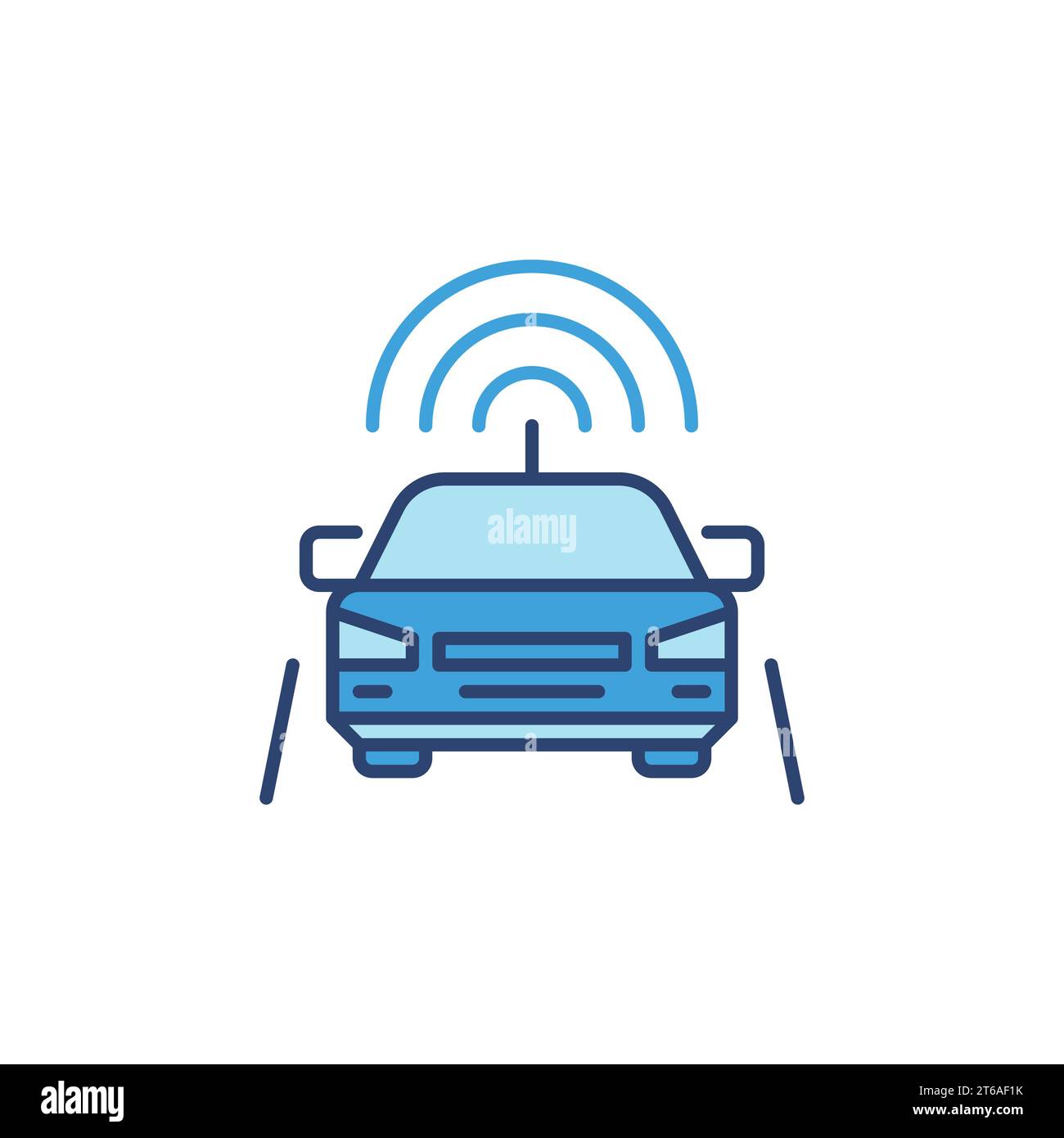 Autonomous Robotic Vehicle on Street vector concept blue icon or symbol ...