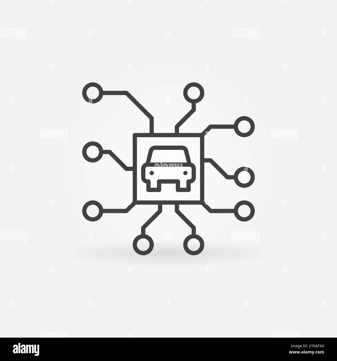 Self-driving Car Chip line icon. Autopilot Artificial Intelligence ...