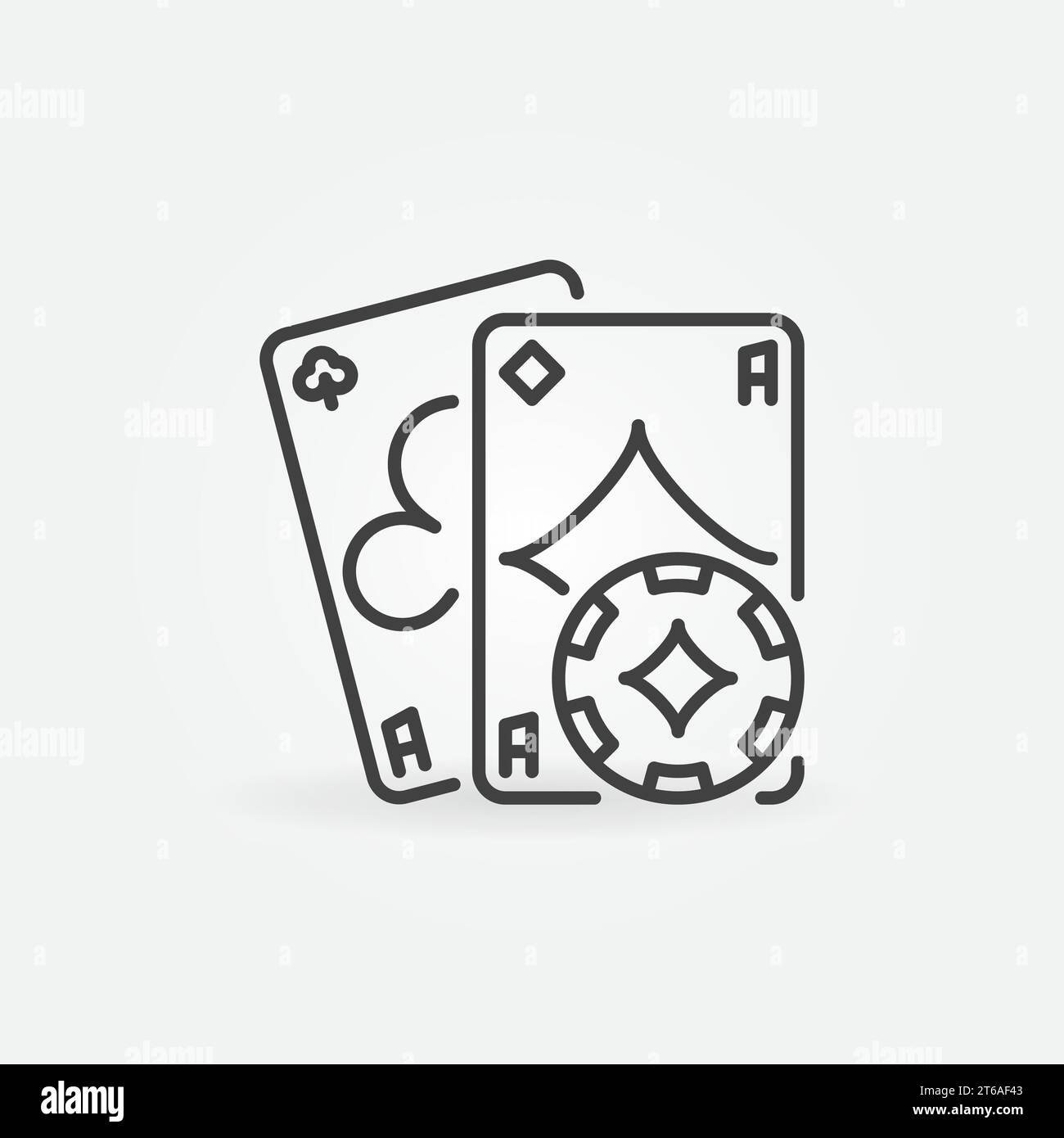 Playing Cards with Poker Chip vector simple icon or sign in outline ...