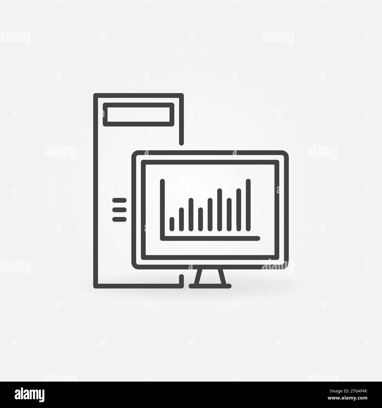 Desktop Computer with Line Graph vector concept icon or symbol in thin ...