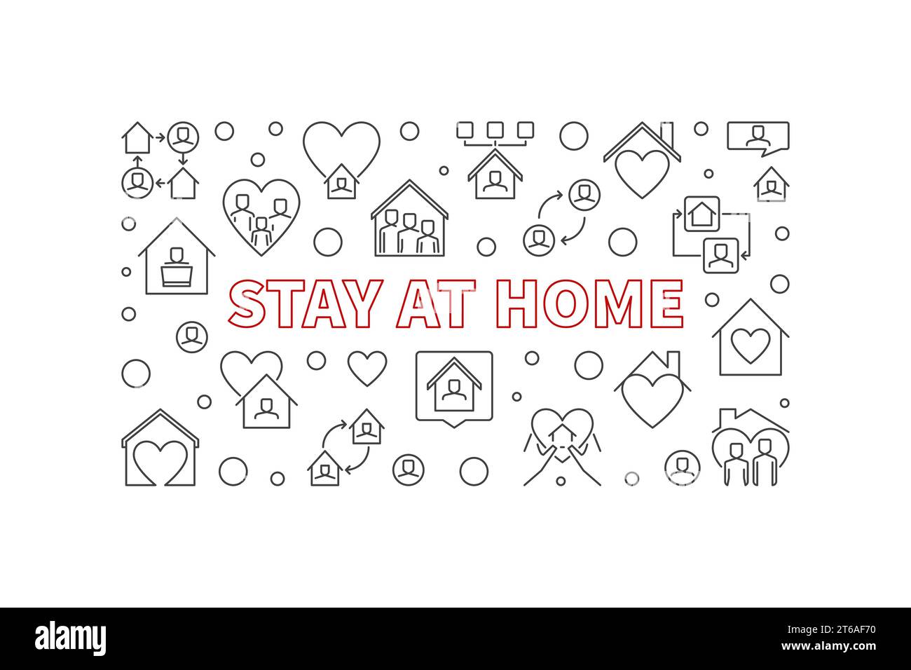 Stay at Home vector concept minimal horizontal banner or illustration ...