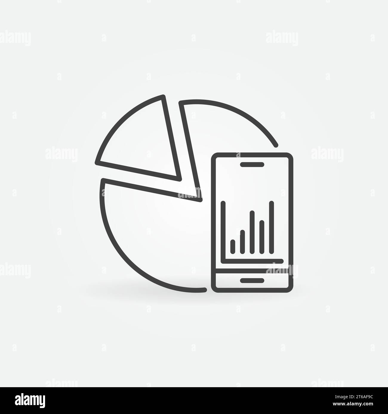 Smart Phone with Pie Chart outline icon. Statistics vector concept ...