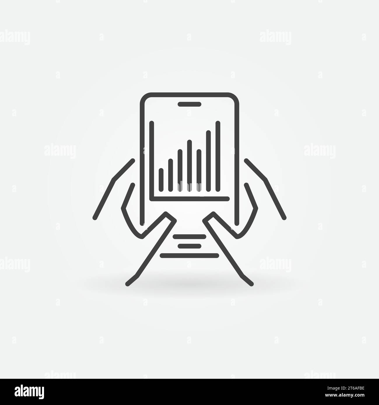 Smart Phone with Line Graph in Hands linear vector concept icon or logo ...