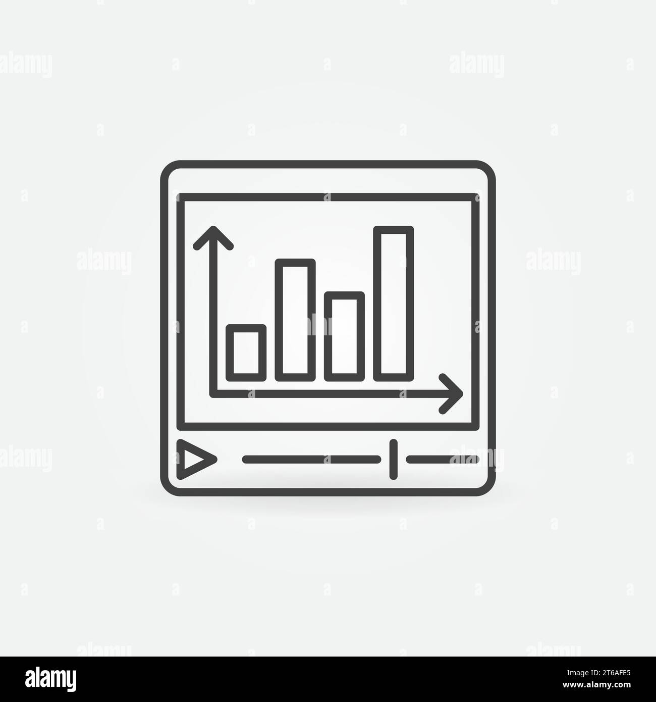Video Web Player with Bar Chart vector concept icon or symbol in thin ...