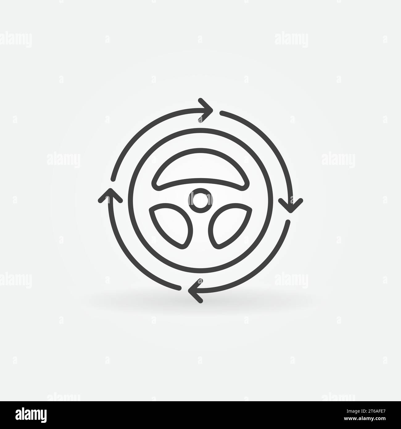 Steering Wheel inside Arrows linear icon. Driverless Car vector concept ...