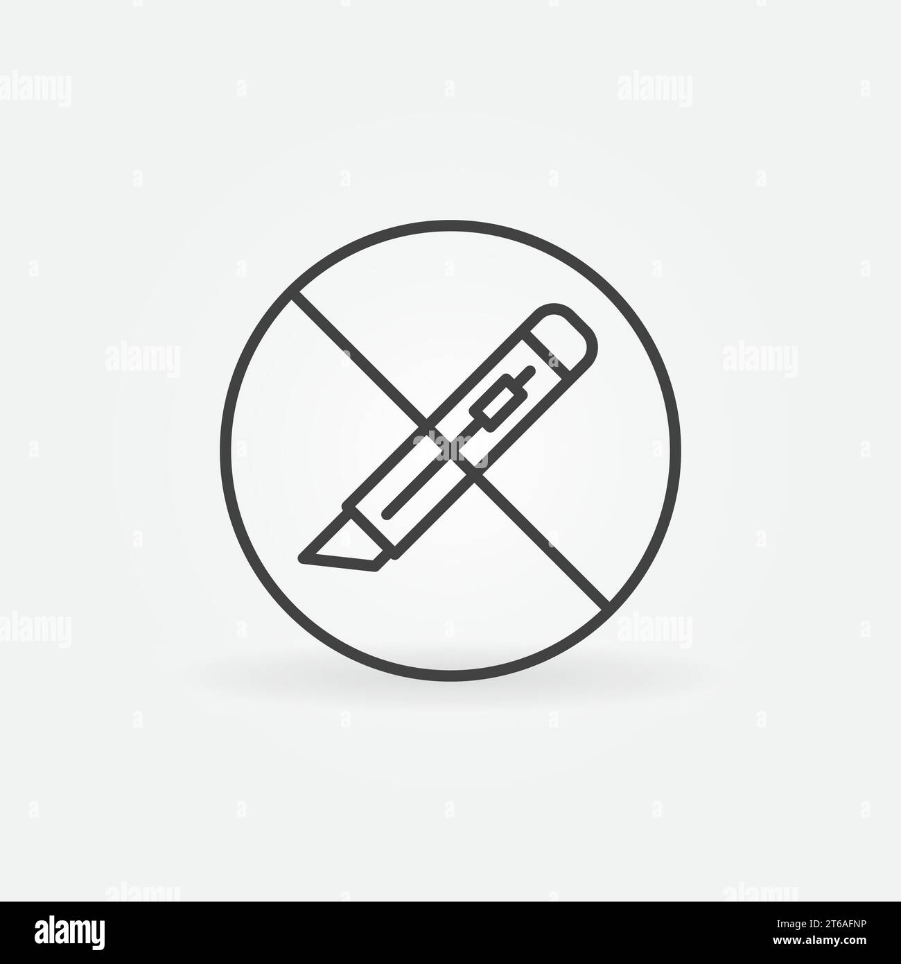 Paper Cutter Forbidden vector concept round icon or sign in outline ...