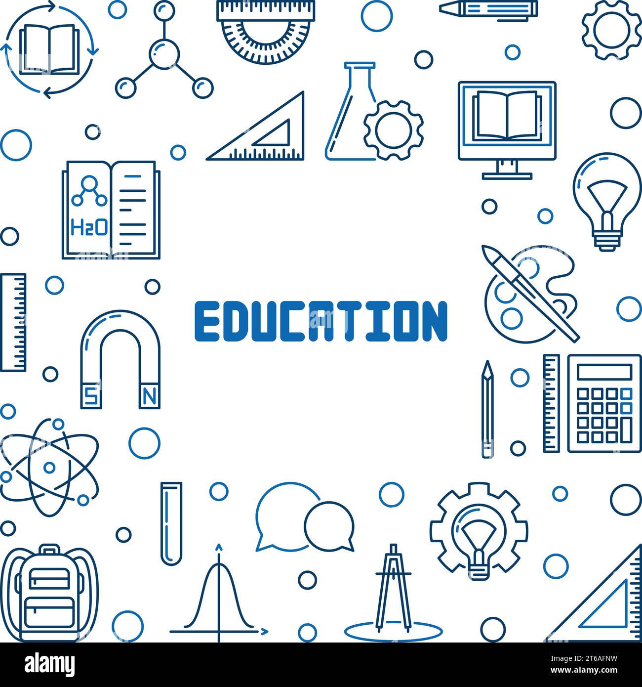 Education vector concept simple frame or illustration in thin line ...