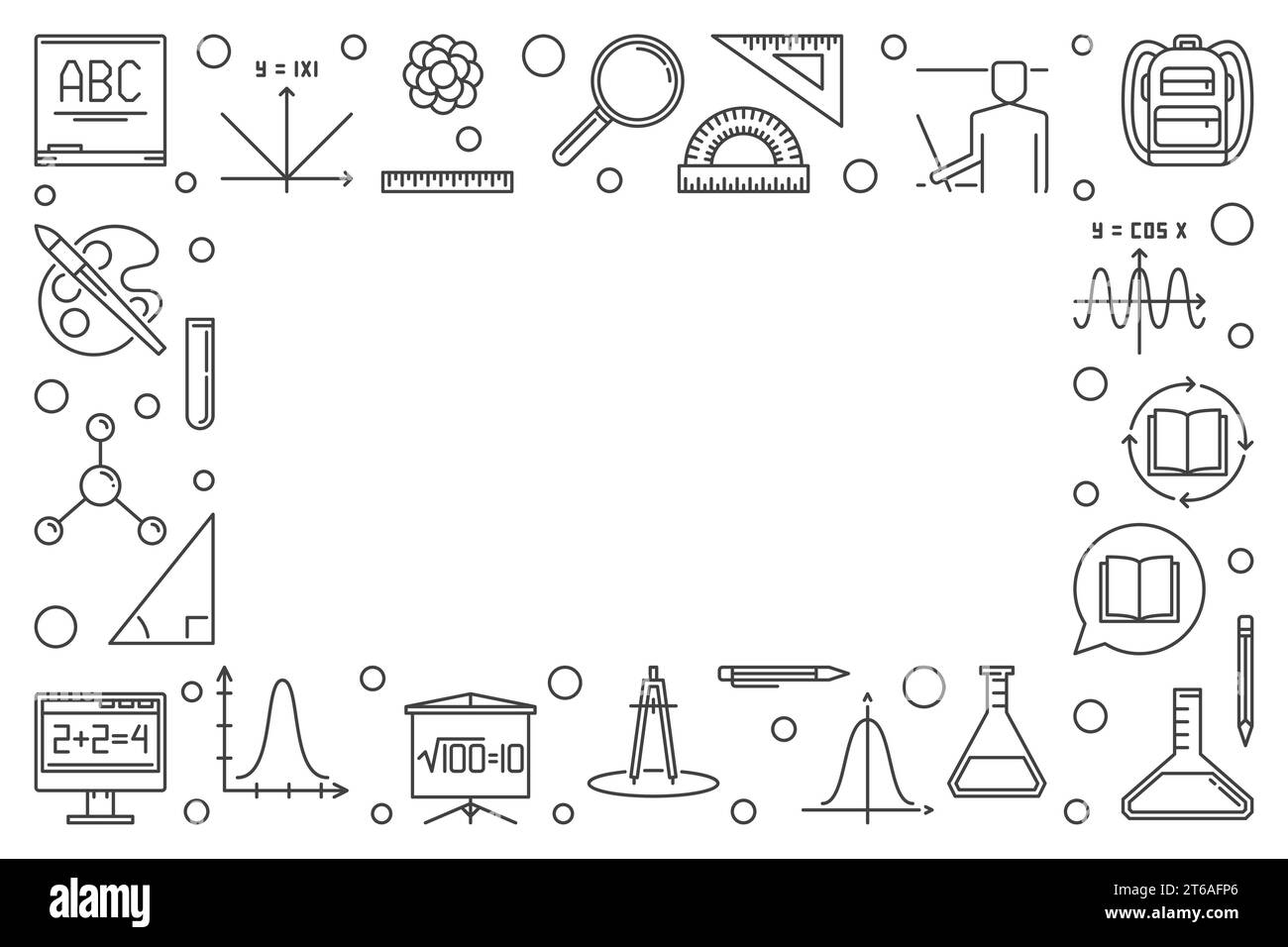 School and Education concept horizontal outline frame or banner ...