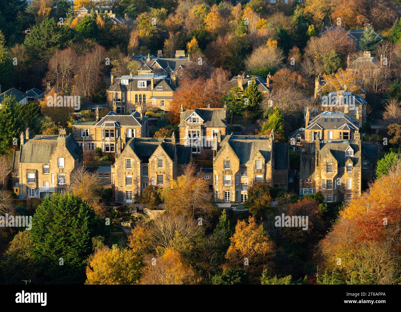View over large detached villas in suburb of The Grange towards ...