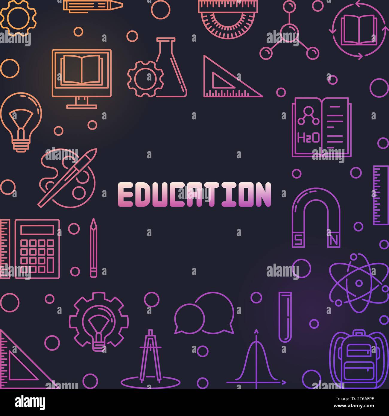 Vector Education concept colorful outline frame or illustration with ...