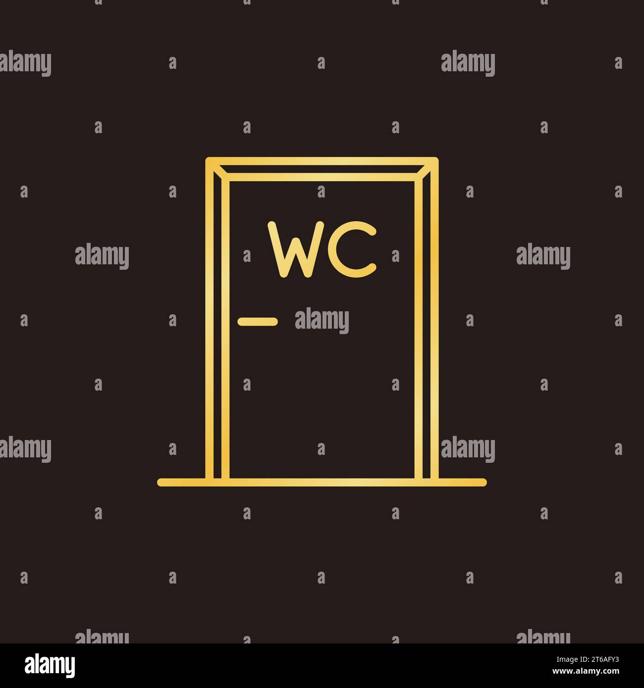 WC or Toilet door vector concept linear golden icon or logo element on ...