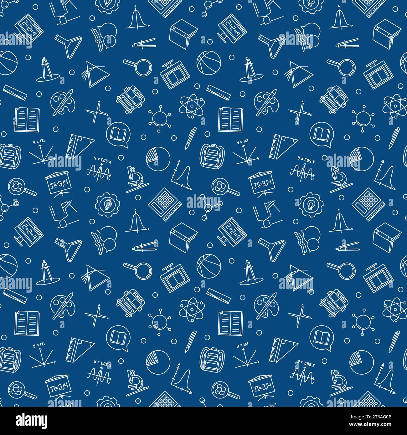 School and Education concept outline vector seamless pattern Stock ...