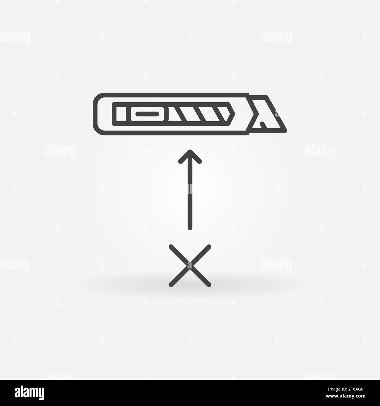 No Cutter linear icon. Do not use Stationery Knife vector line concept ...