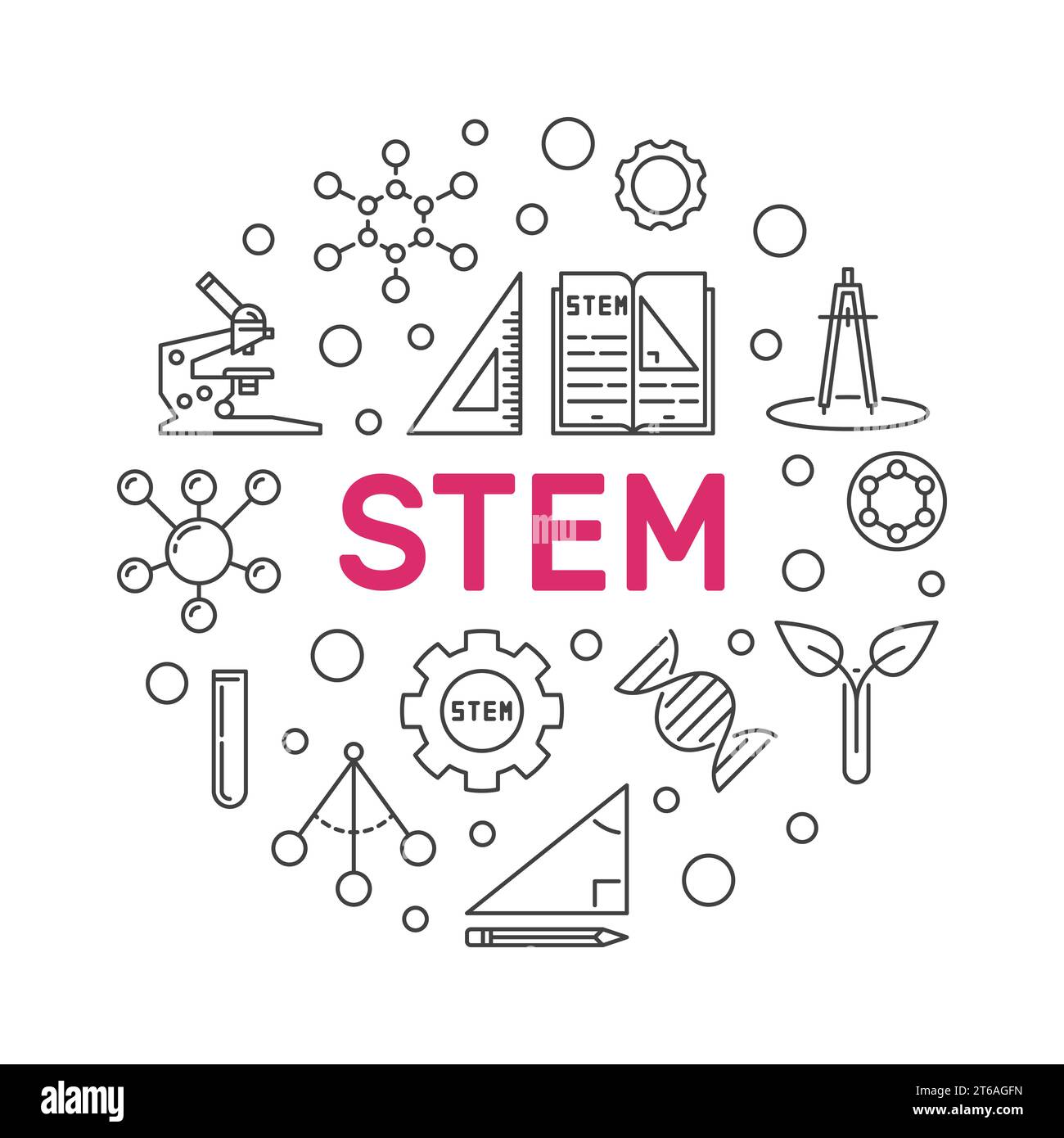 STEM vector concept minimal round illustration in thin line style Stock ...