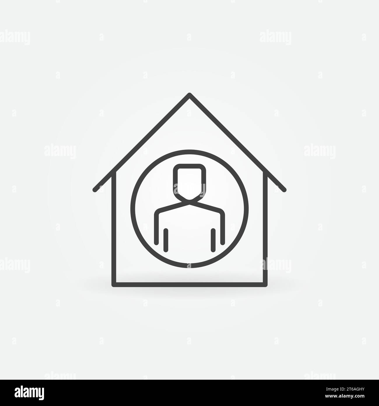 Man inside House line icon. Vector Stay At Home linear concept symbol ...