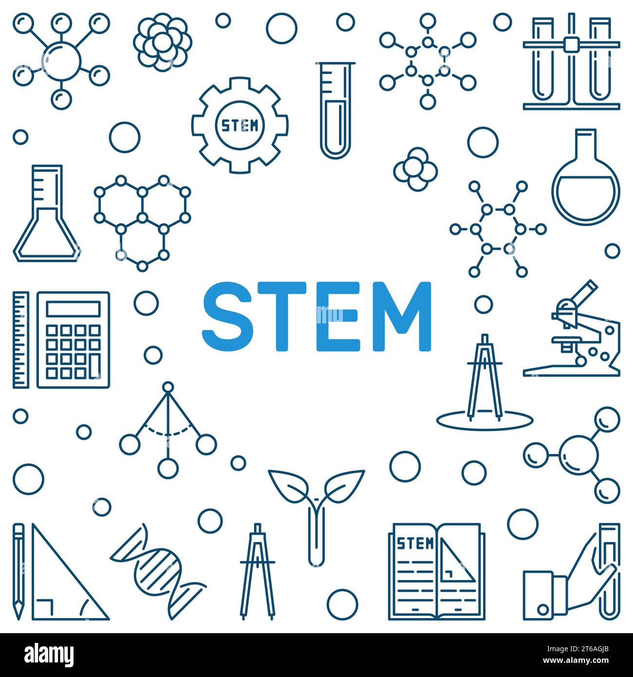 STEM concept outline frame. Vector Science, Technology, Engineering and Math illustration in ...