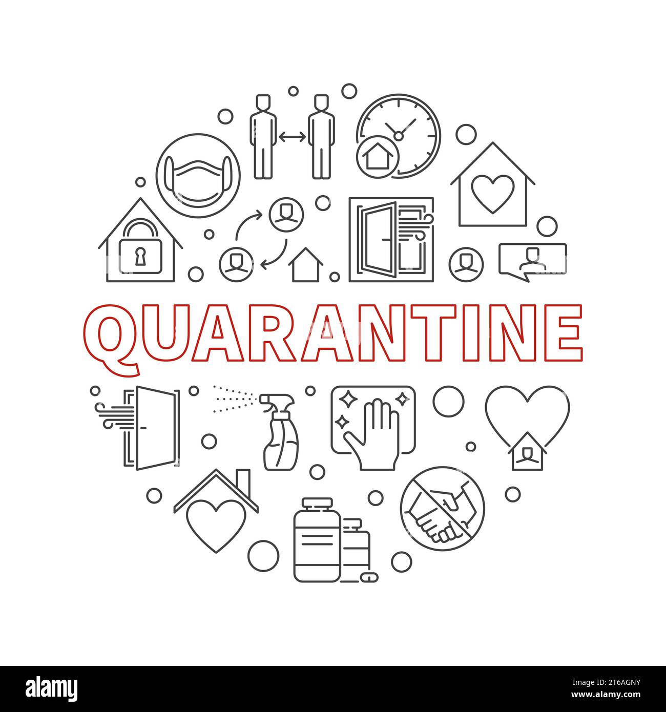 Quarantine vector concept round minimal illustration or banner in thin ...