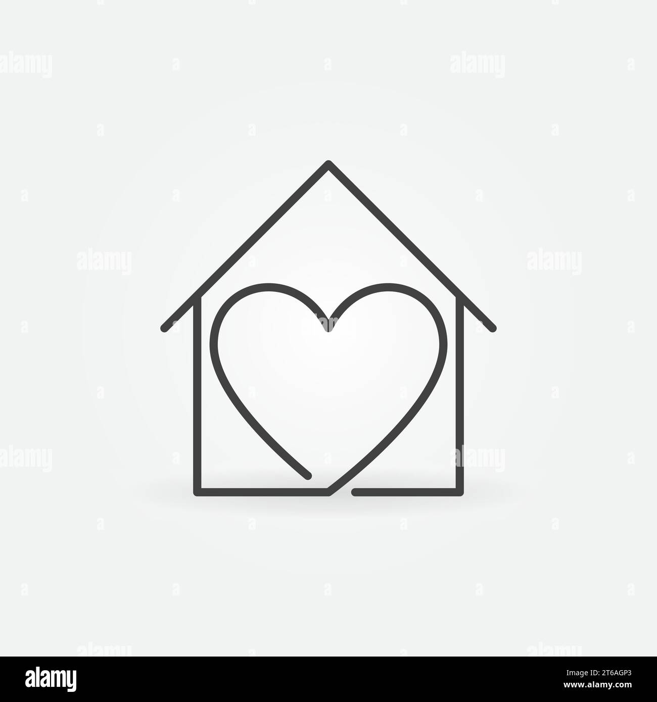 Heart inside House vector thin line concept Stay at Home icon or design ...