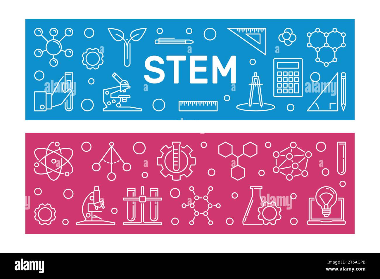 STEM vector concept two modern banners in thin line style Stock Vector ...