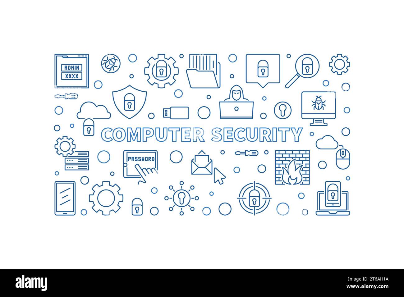 Computer Security vector concept horizontal banner or illustration in ...