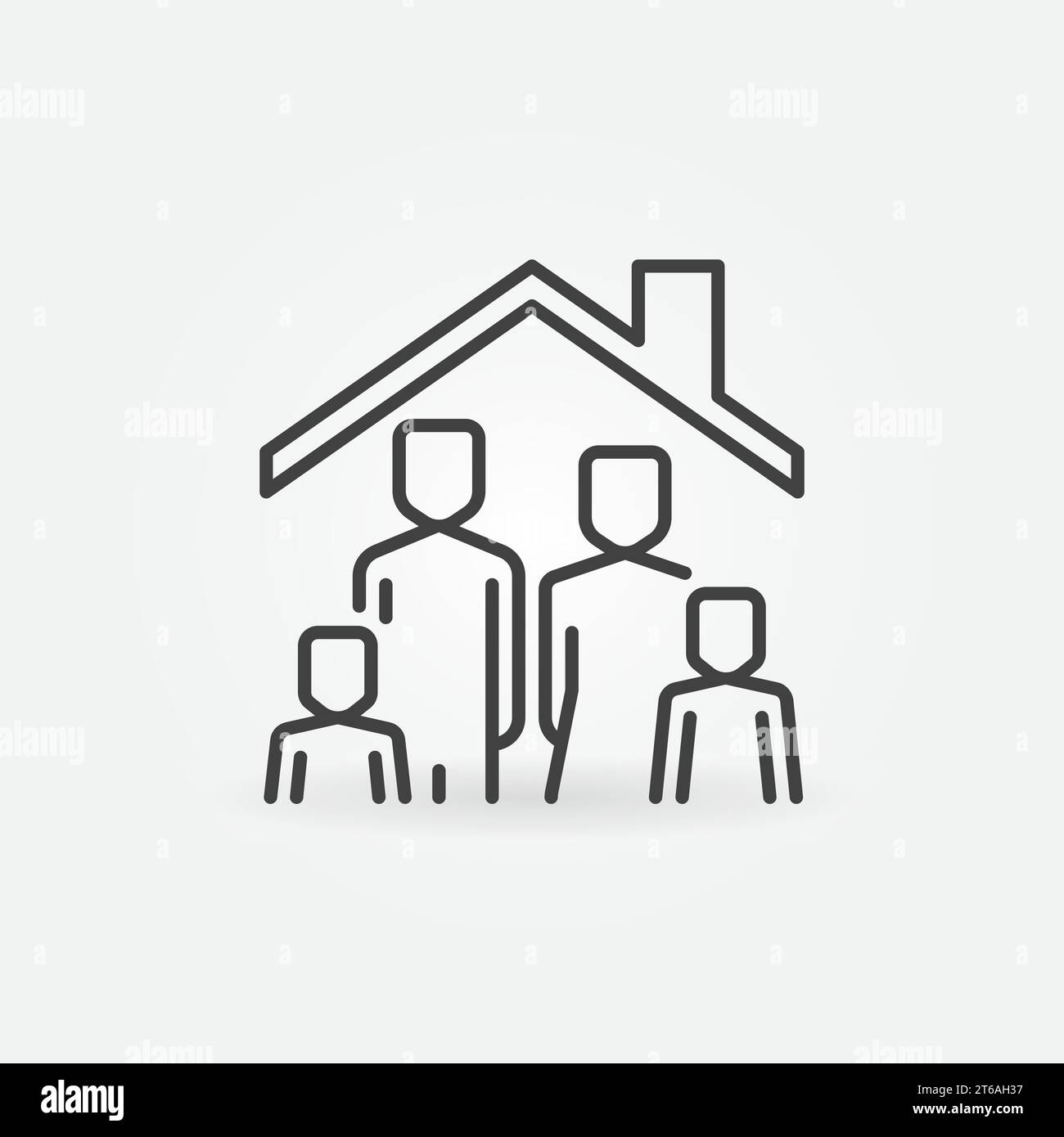 Family in House concept line icon. Vector Stay at Home sign in outline ...